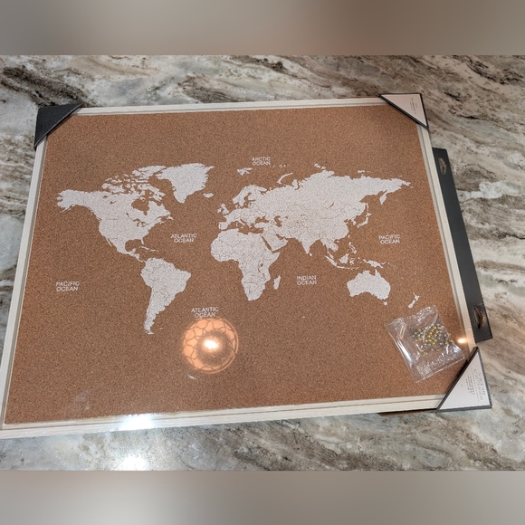 Wall Decor | World Map Cork Board With Pins | Poshmark